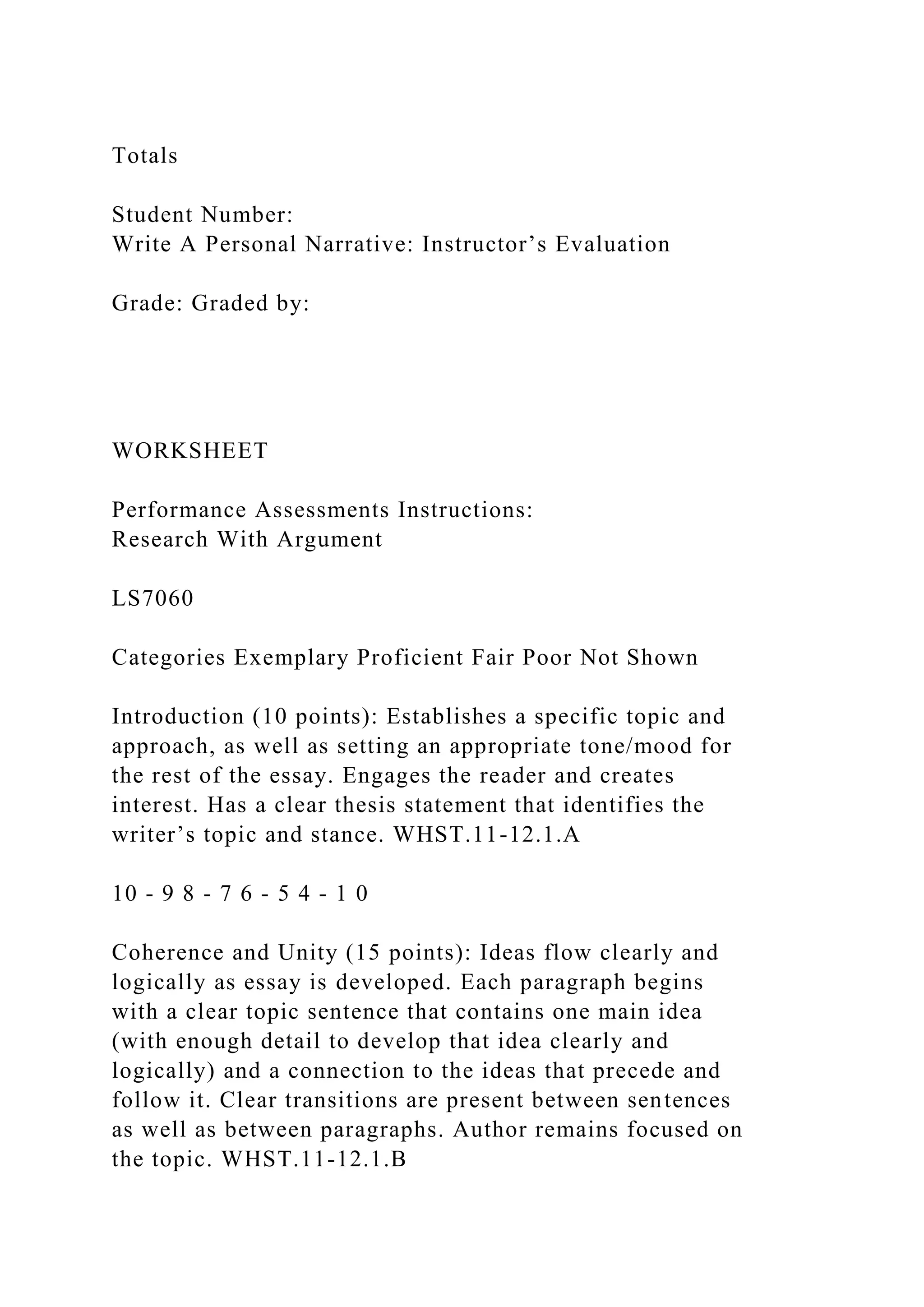 WORKSHEETPerformance Assessments InstructionsWrite A Pe.docx