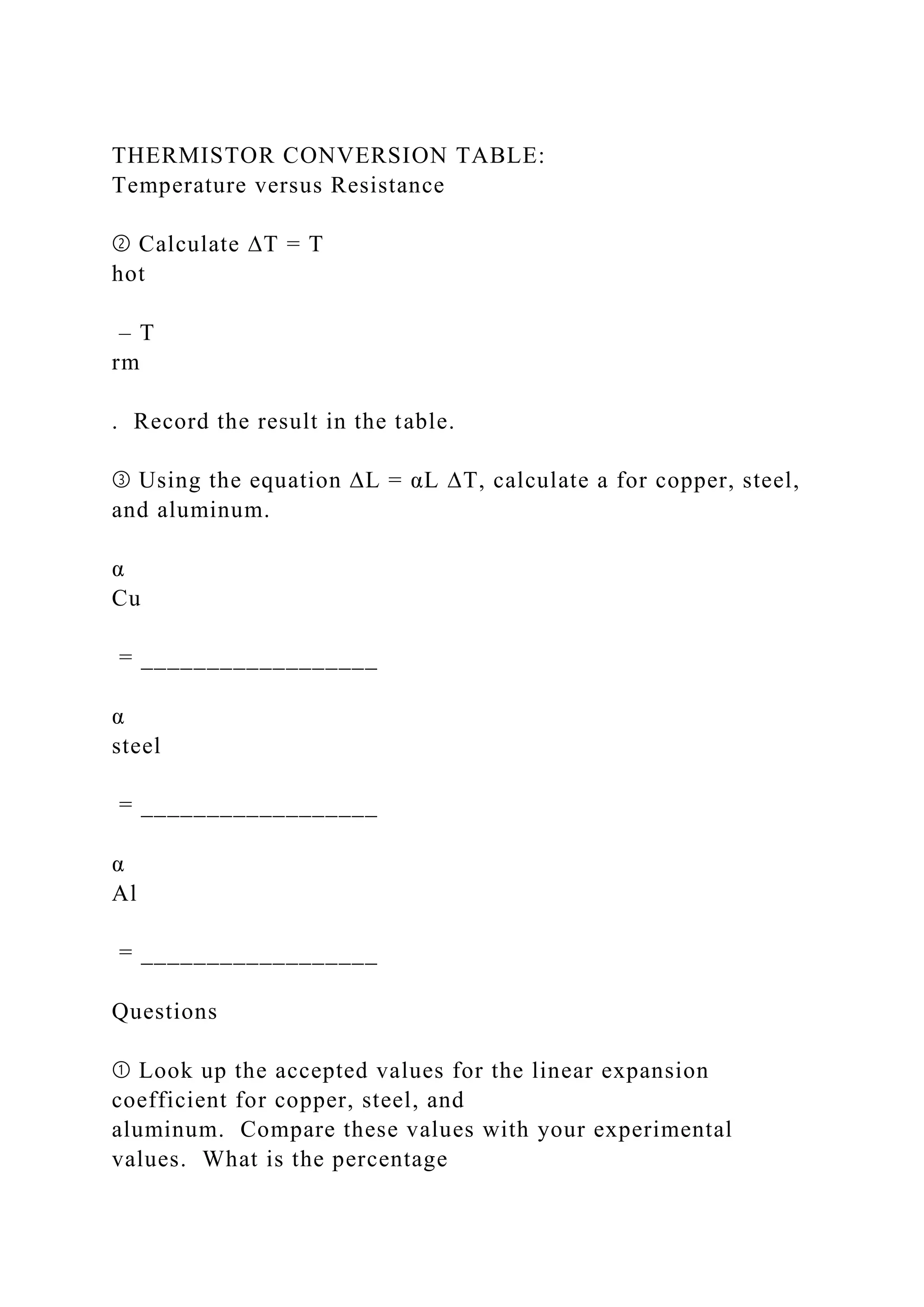 WorksheetPhysics I Thermal Expansion WorksheetClassUP1 LabNames.docx ...