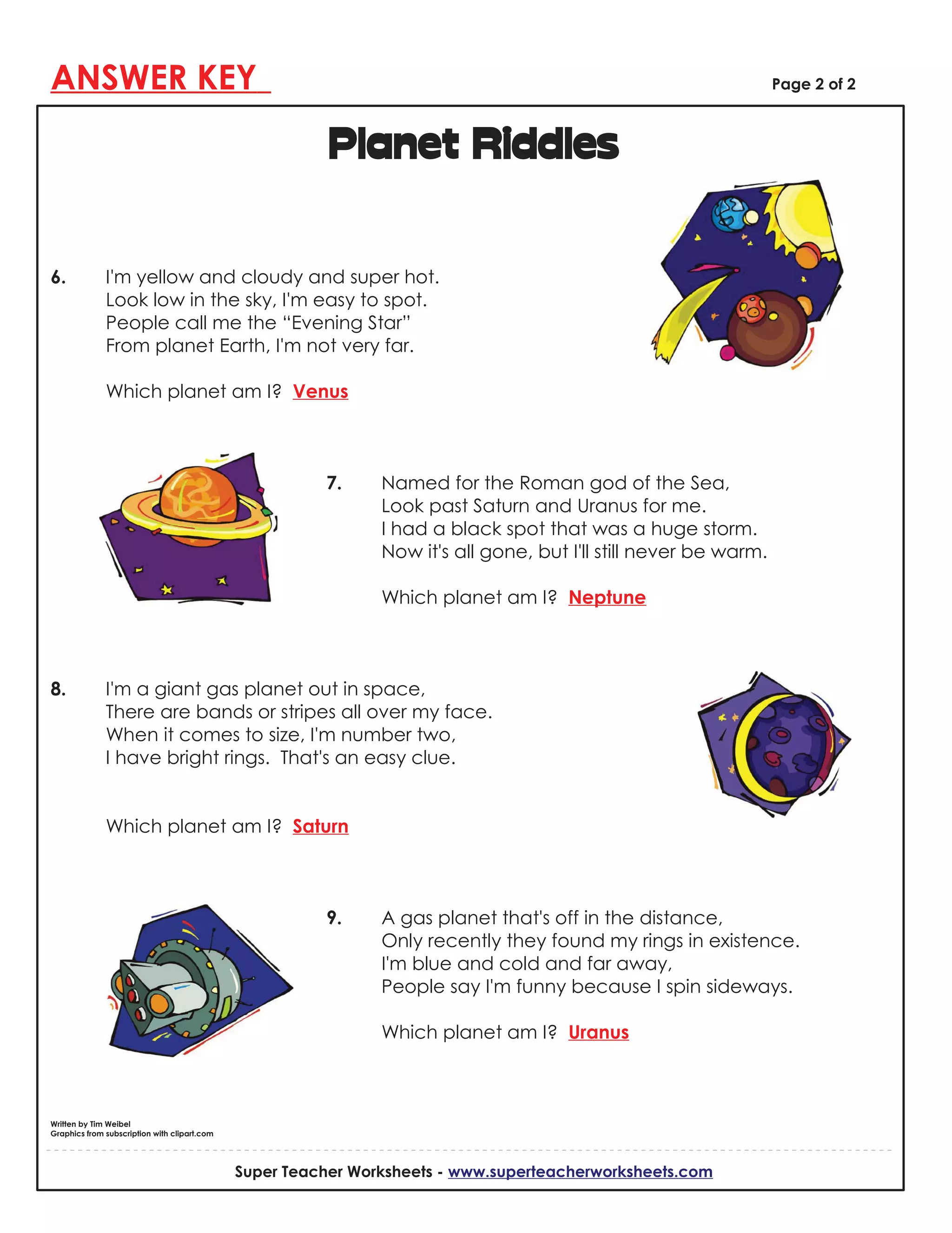 Worksheet (planet riddles) | PDF