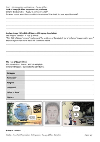 Anthropocene: - The Age of Man - (Worksheet) | PDF