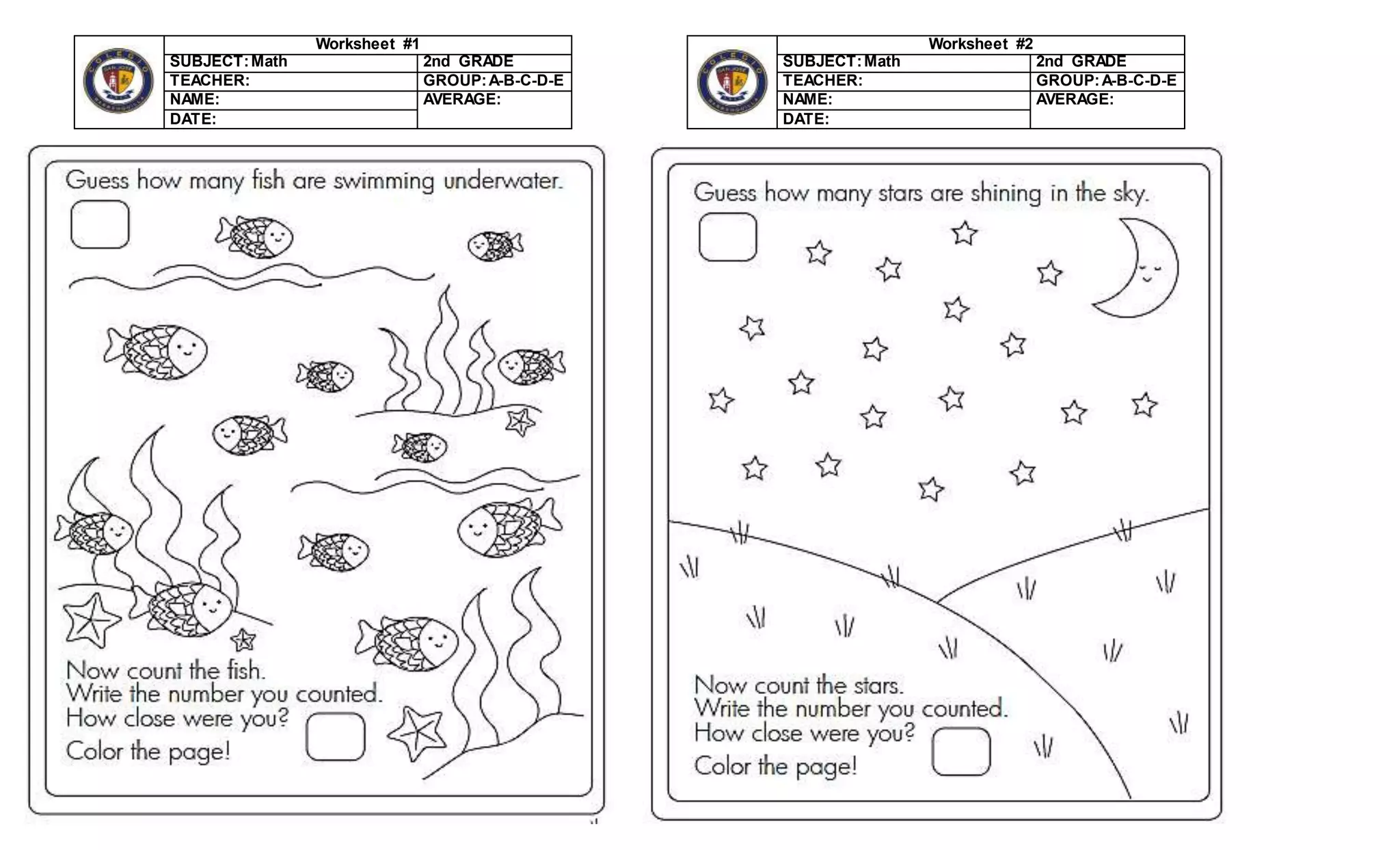 Position of objects Worksheets | DOCX