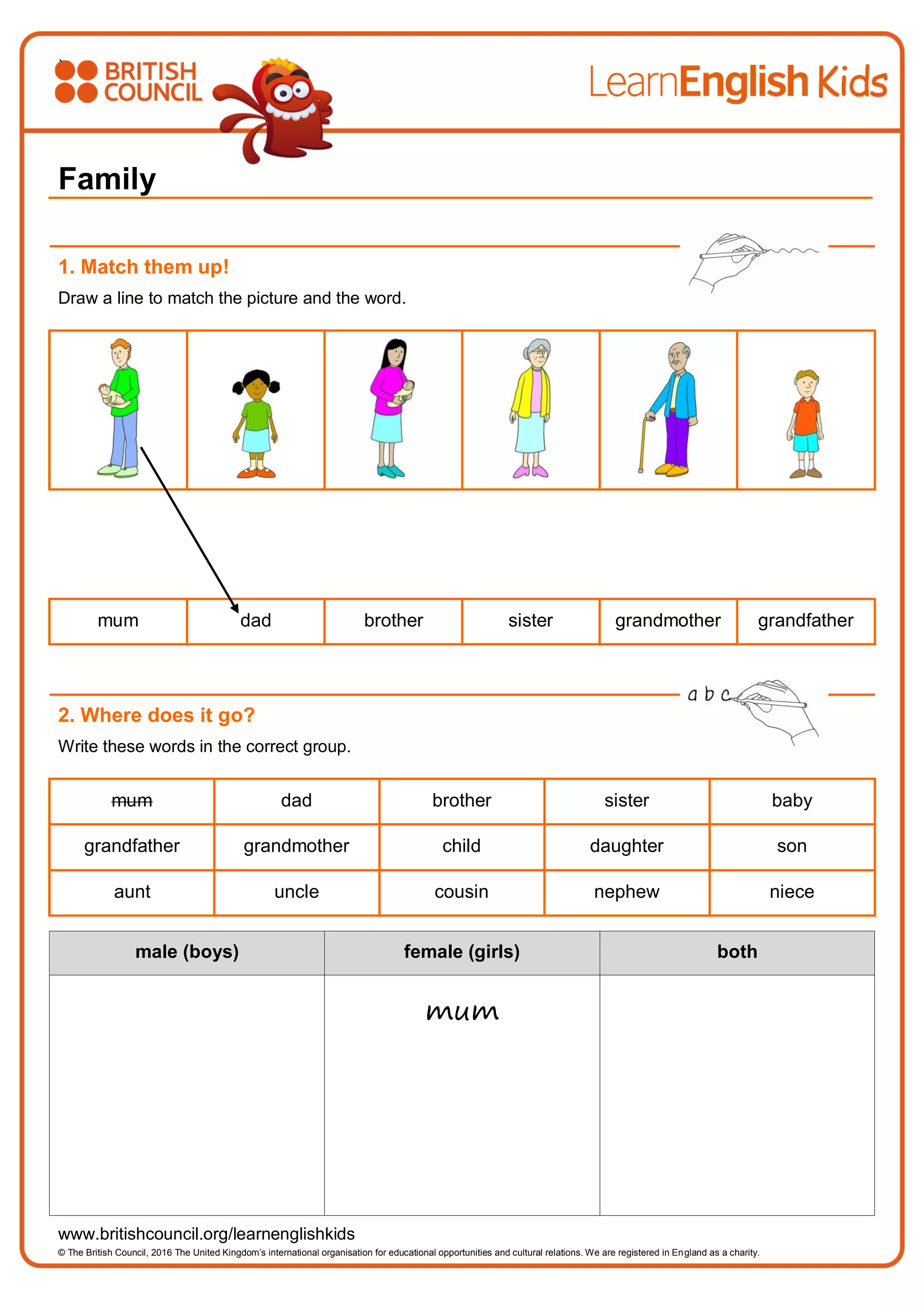 Worksheets family | PDF