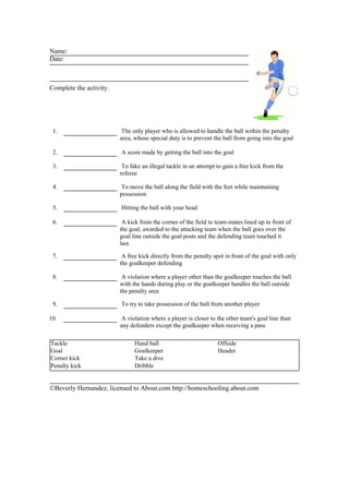 Worksheets 2nd Term Team Sport 1º ESO Secciones | DOCX