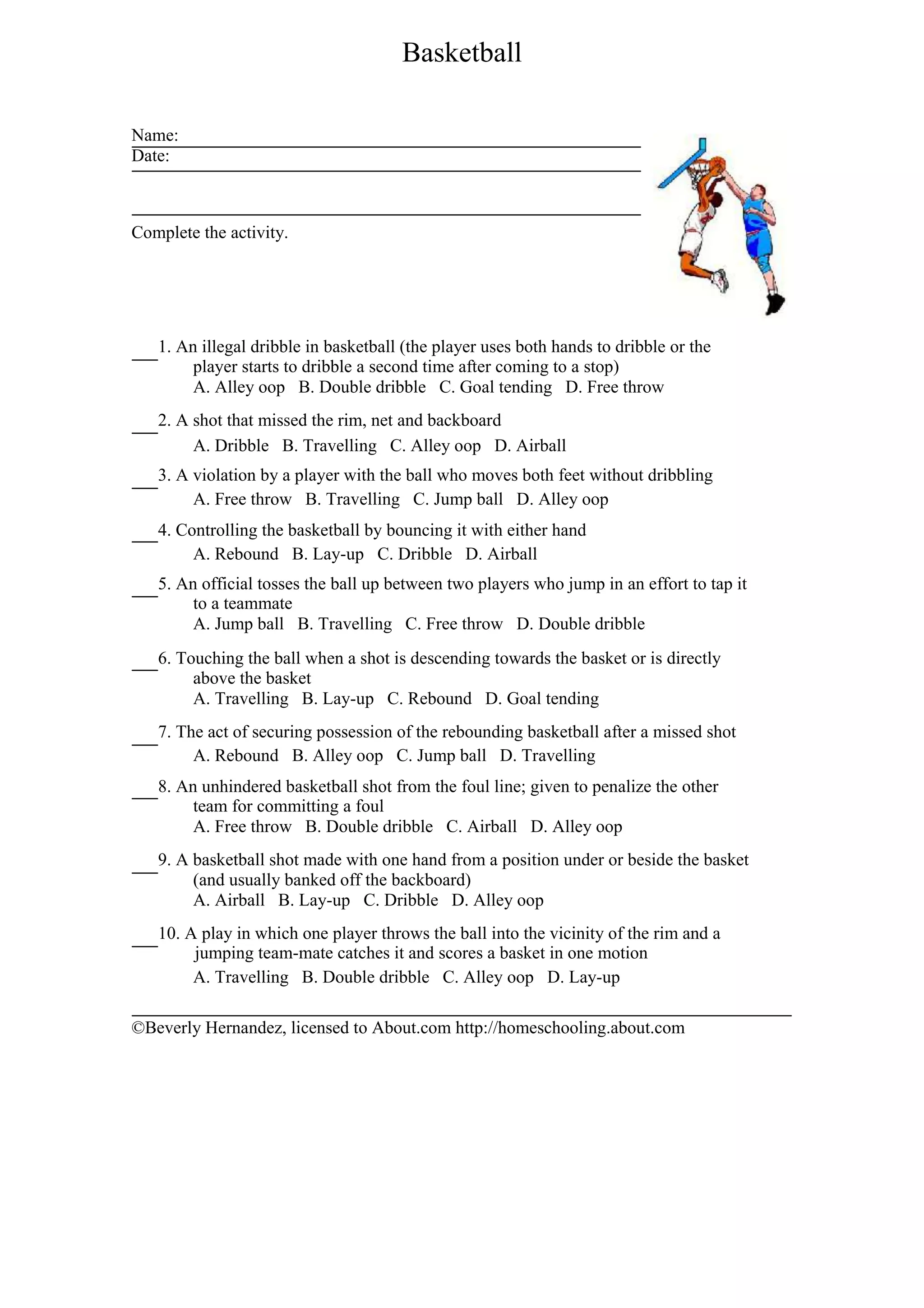 Worksheets 2nd Term Team Sports Vocabulary in class 1º ESO Secciones | DOCX