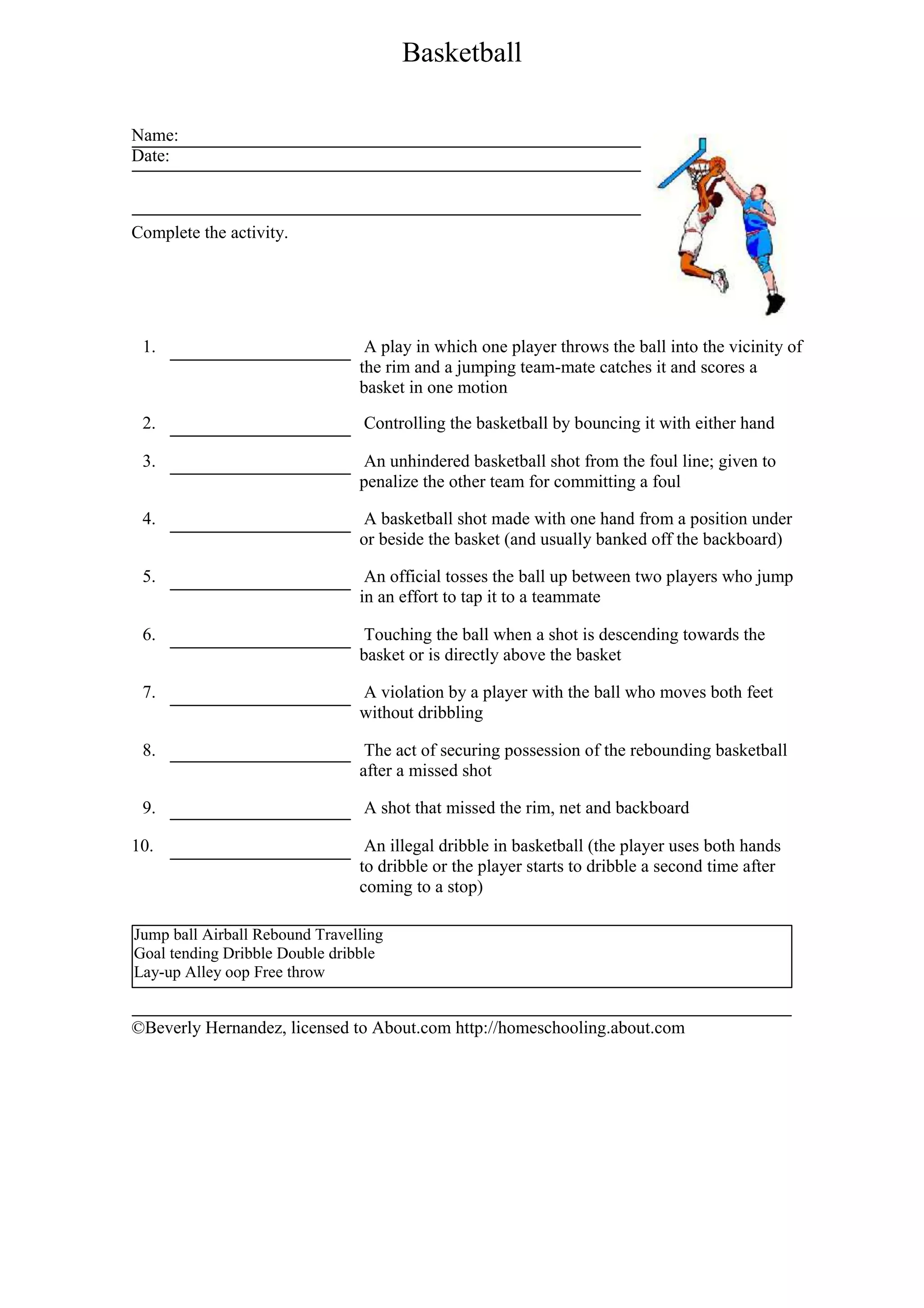 Worksheets 2nd Term Team Sports Vocabulary in class 1º ESO Secciones | DOCX
