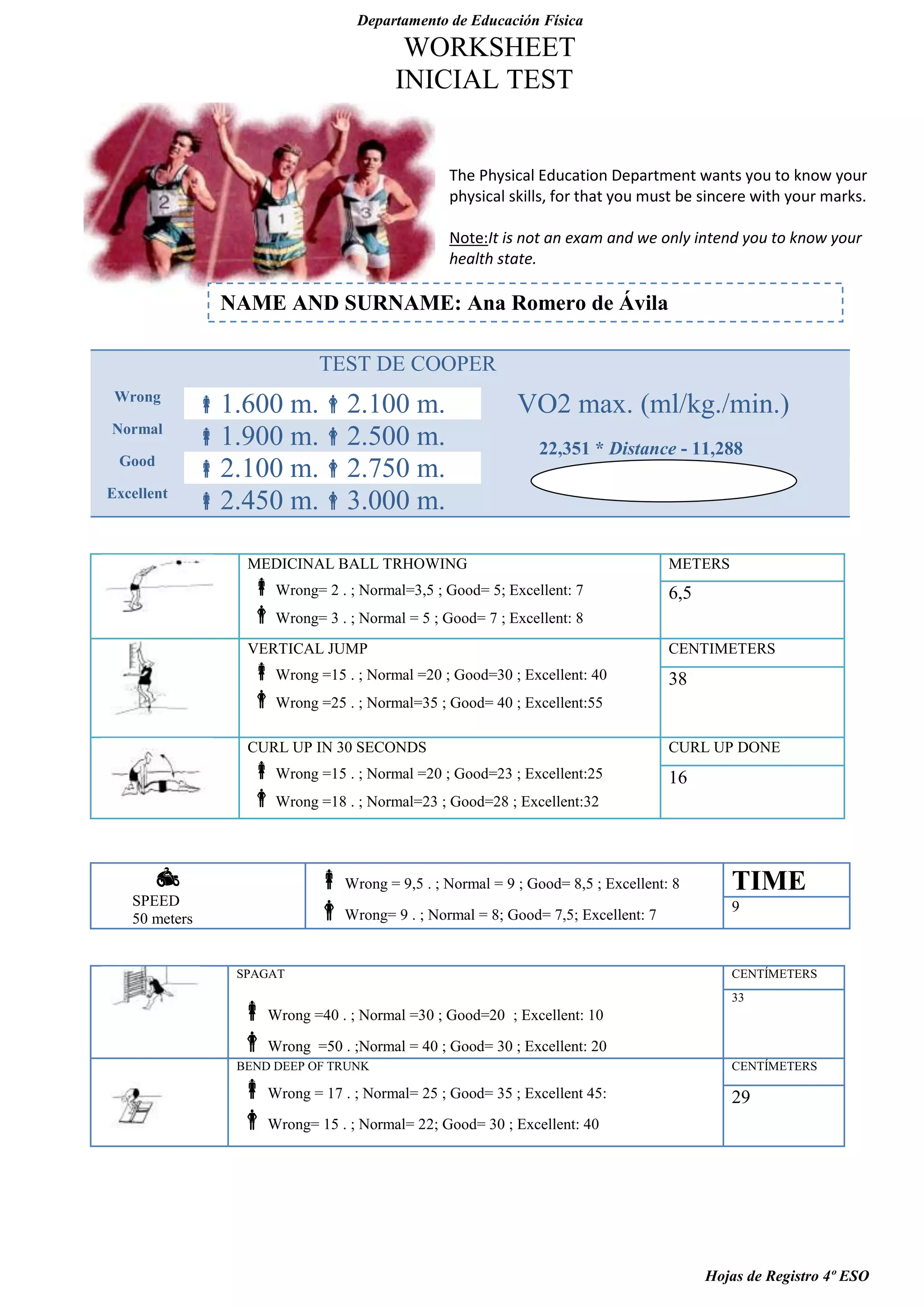 Athletics Worksheets | DOCX