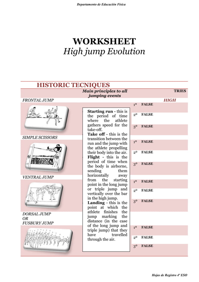 Athletics Worksheets | DOCX