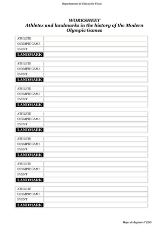Athletics Worksheets | DOCX