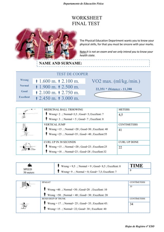 Athletics Worksheets | DOCX