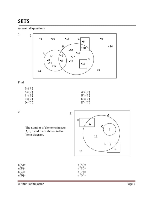[Worksheet] sets (extra) | PDF
