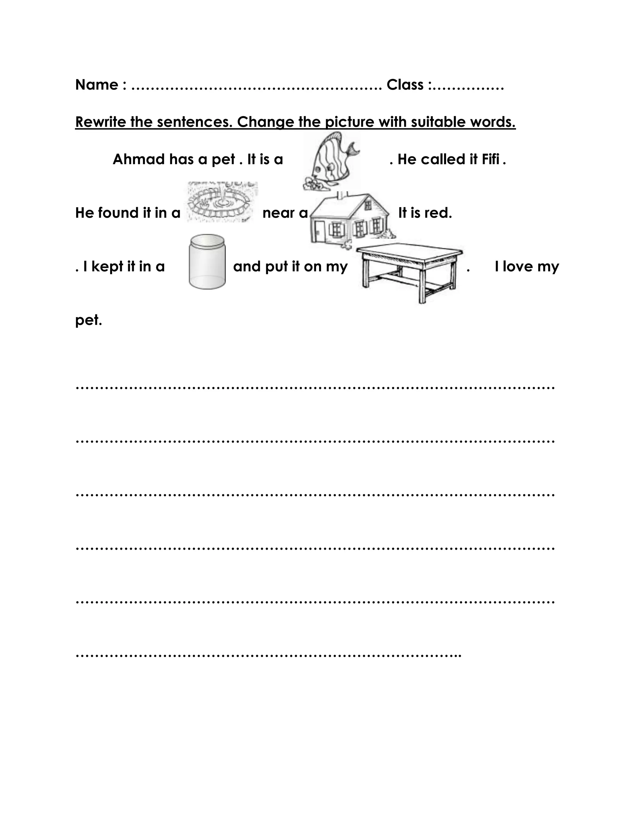 Worksheets TITLE : my pet | DOCX