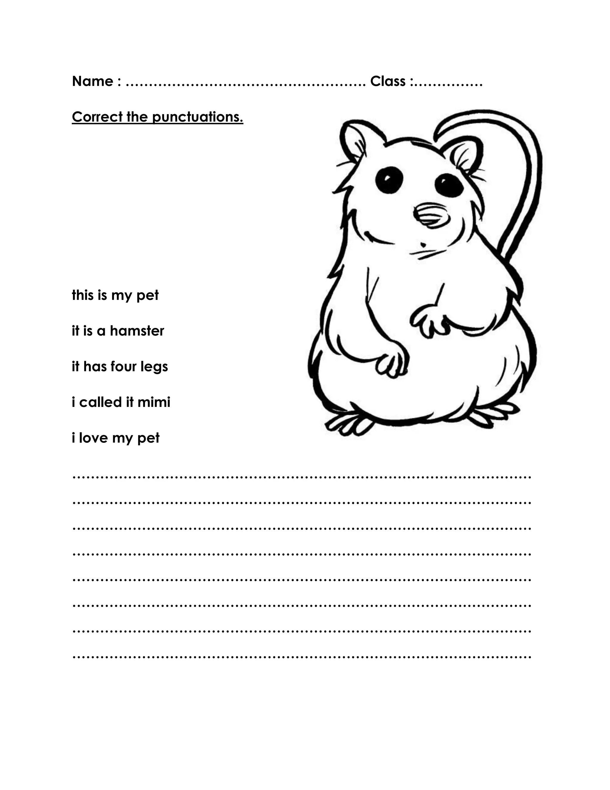 Worksheets TITLE : my pet | DOCX