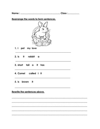 Worksheets TITLE : my pet | DOCX