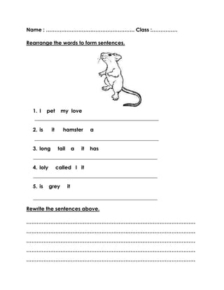 Worksheets TITLE : my pet | DOCX | Homework and Study | Education