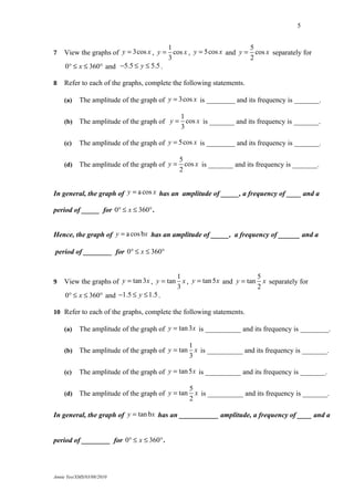Worksheets on graphs of trigonometry 2010 | DOC