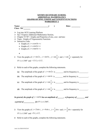 Worksheets on graphs of trigonometry 2010 | PDF