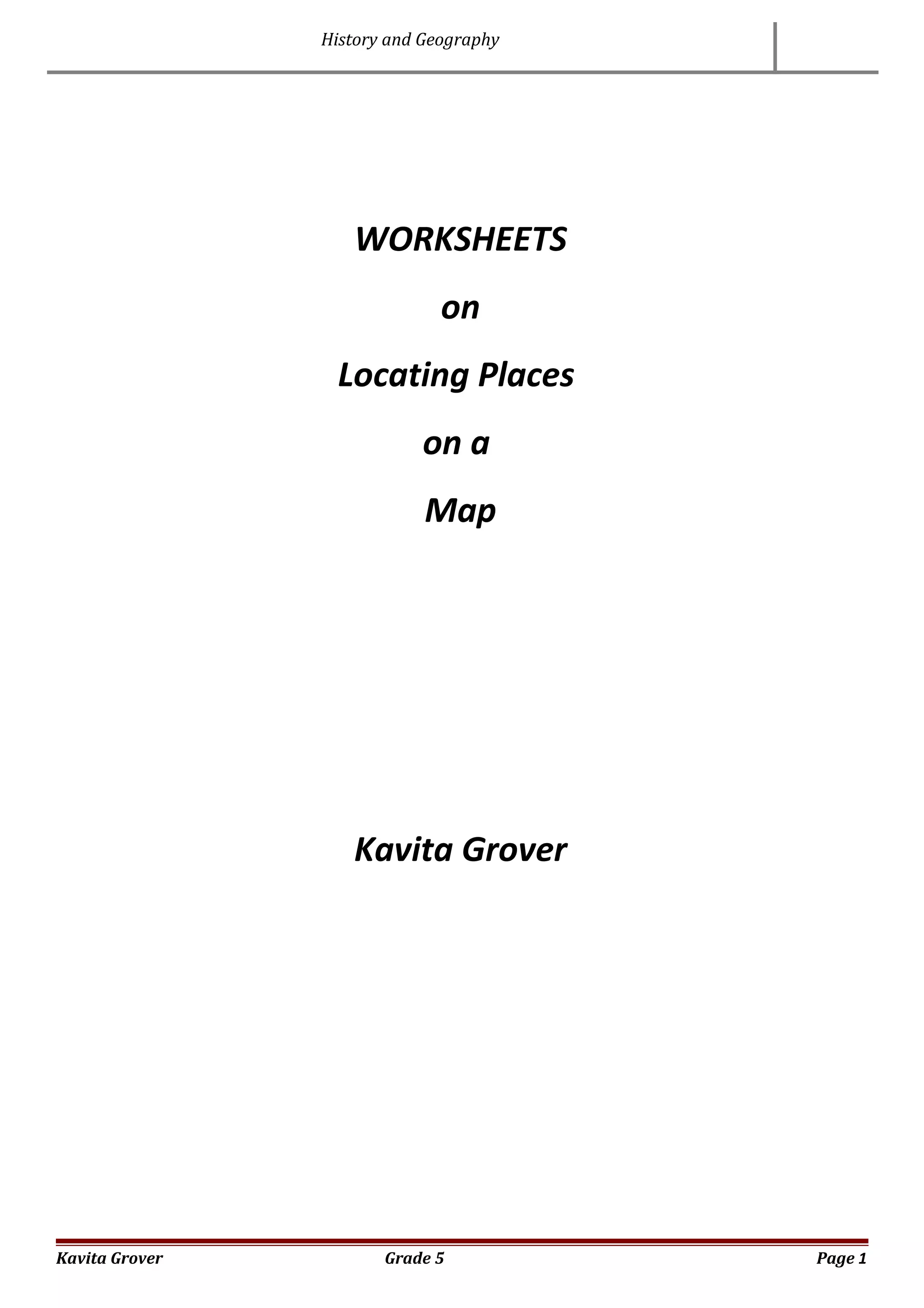 Worksheets on Locating Places on a Map -Geography and History | DOC