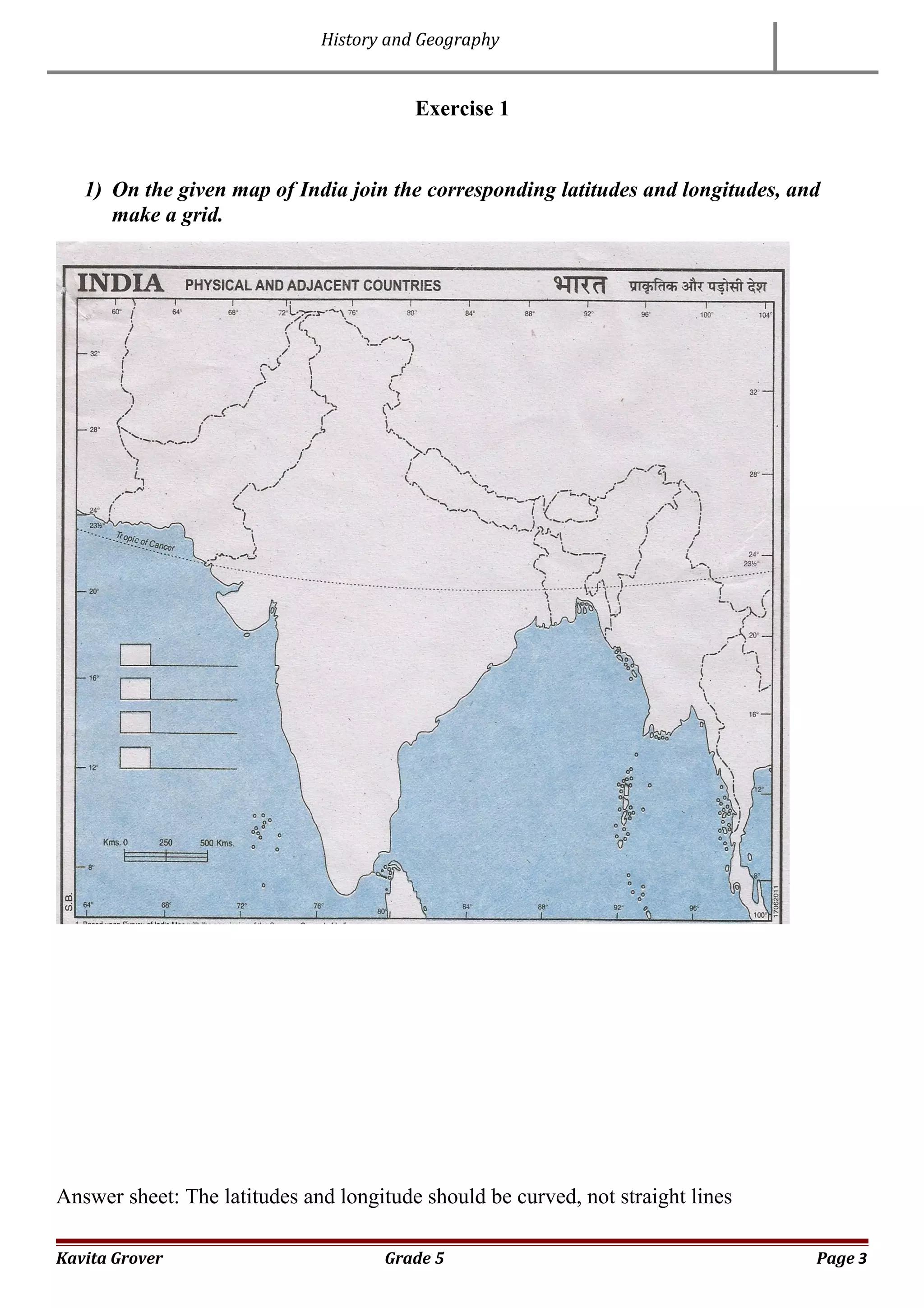 Worksheets on Locating Places on a Map -Geography and History | DOC
