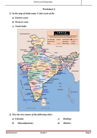 Worksheets on Locating Places on a Map -Geography and History | DOC