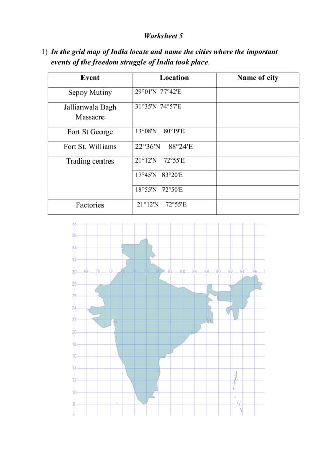 Worksheets on Locating Places on a Map -Geography and History | DOC
