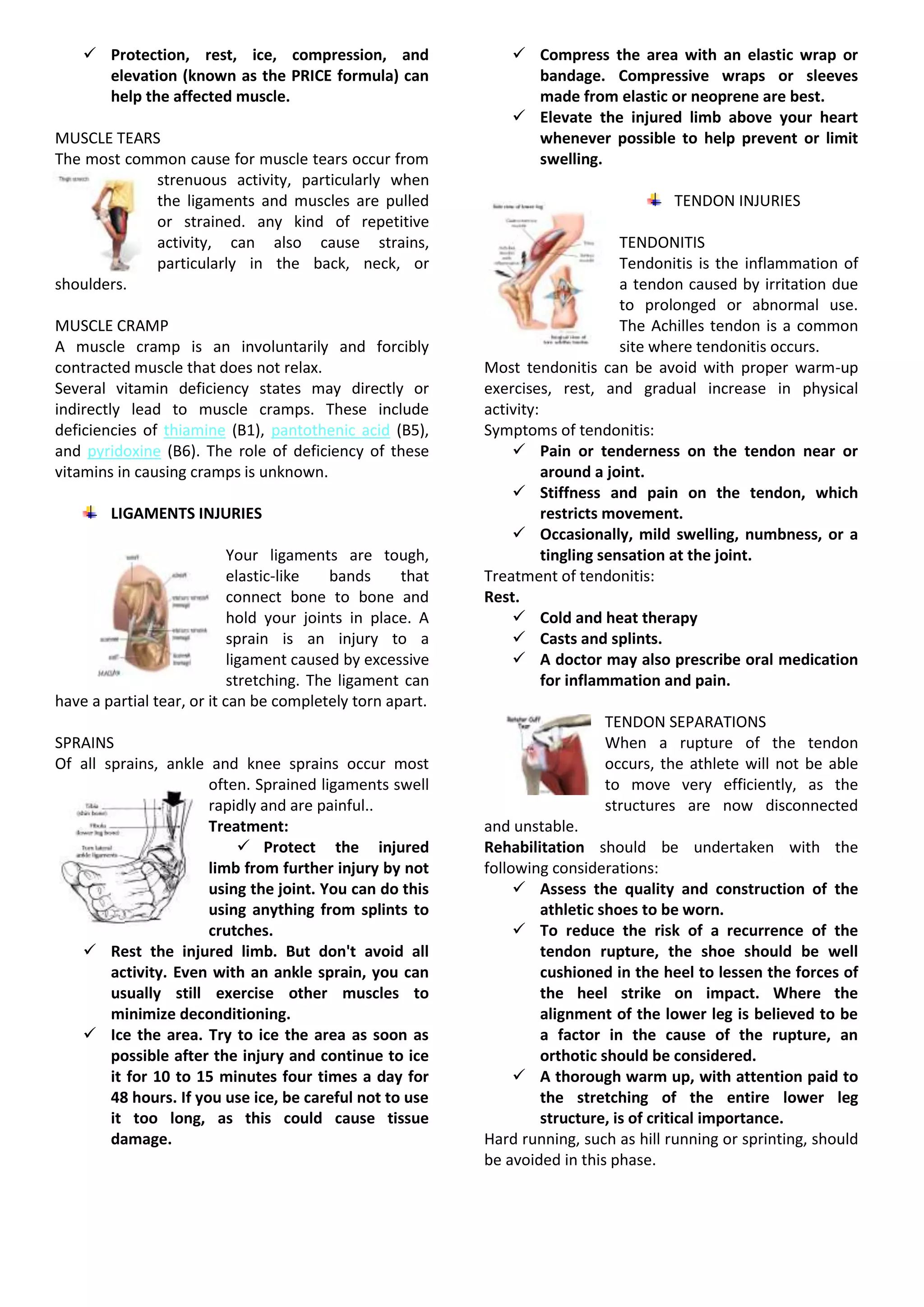 Worksheet SPORTS INJURIES 3º ESO Secciones | DOCX
