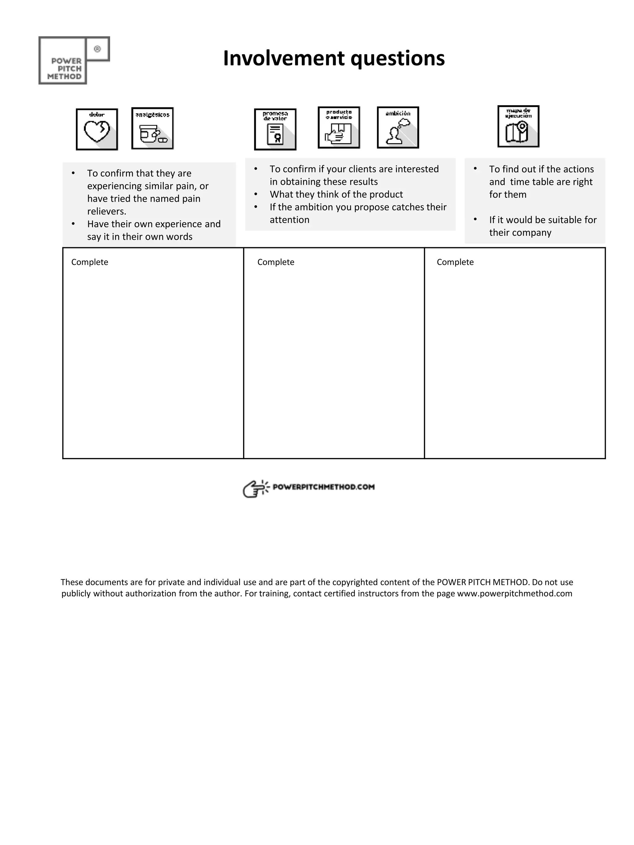 Work sheets power pitch method | PDF