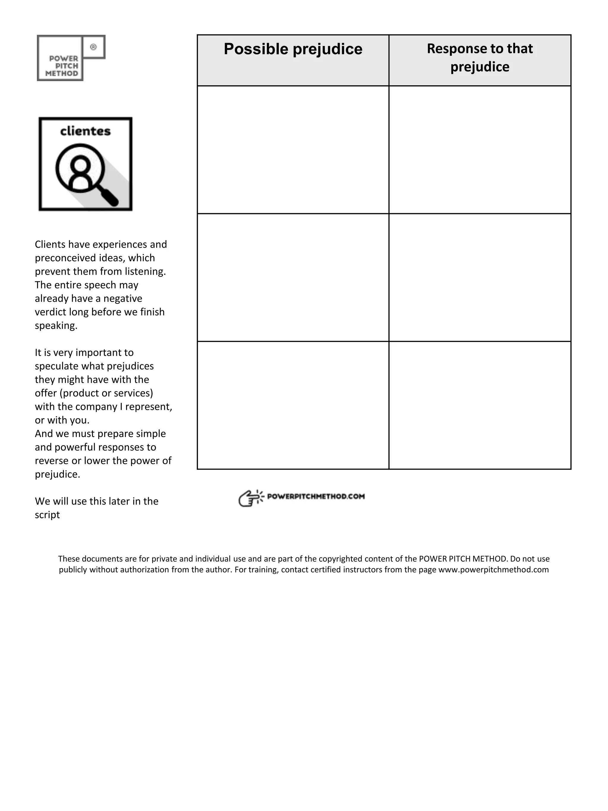 Work sheets power pitch method | PDF