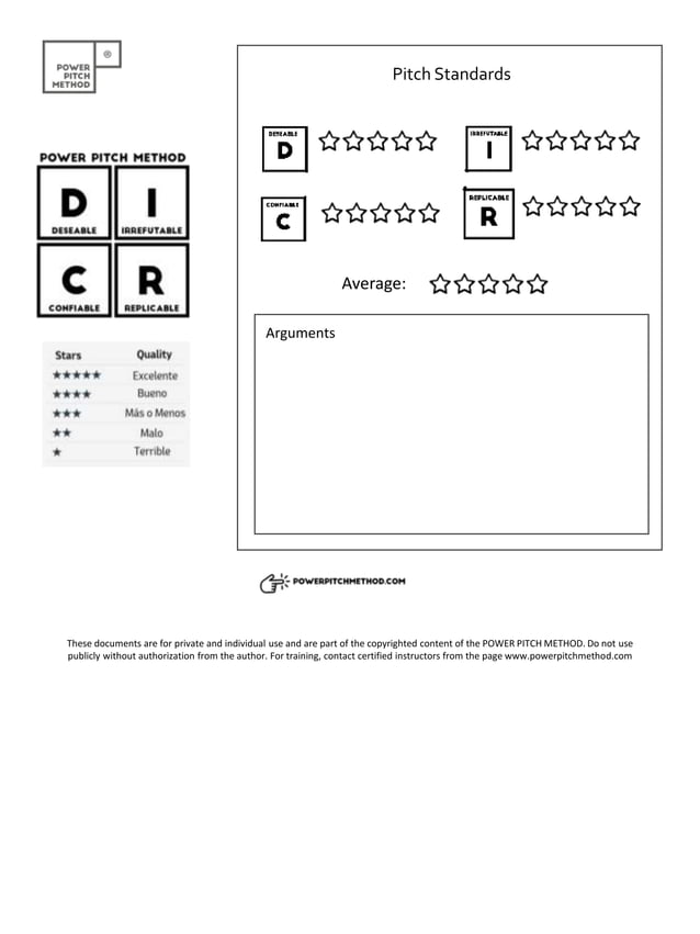 Work sheets power pitch method | PDF