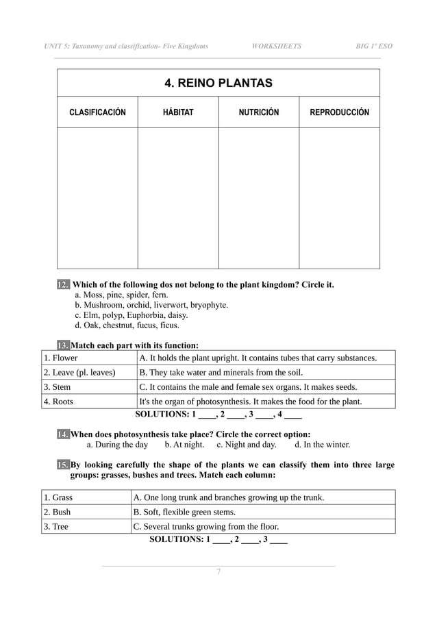 Worksheets taxonomy and clasification | PDF