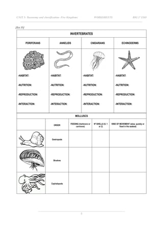 Worksheets taxonomy and clasification | PDF