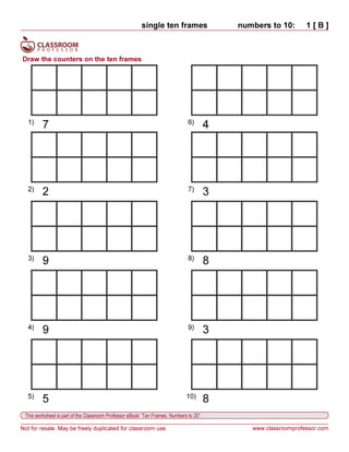 Worksheets ten frames | PDF