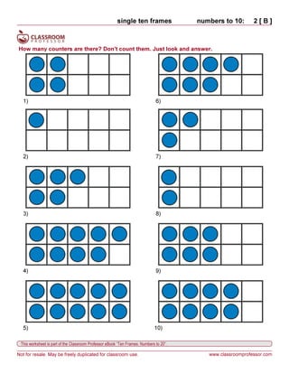 Worksheets ten frames | PDF
