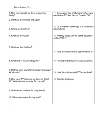 Worksheets trip to_london_2013-2 | DOC