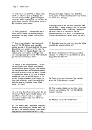 Worksheets trip to_london_2013-2 | DOC