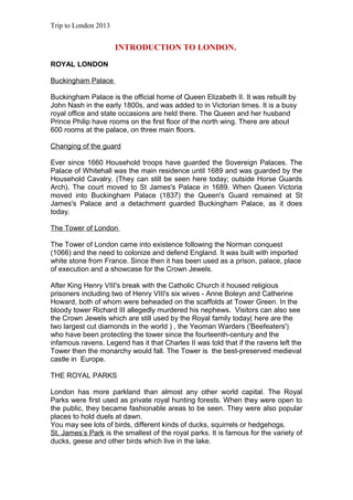 Worksheets trip to_london_2013-2 | DOC