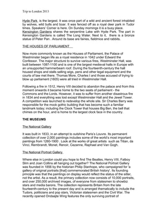 Worksheets trip to_london_2013-2 | DOC