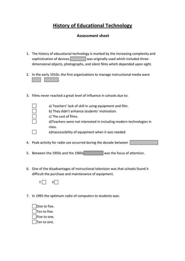 Worksheet technology 5 | PDF
