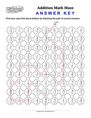Worksheet works addition_math_maze_1 | PDF