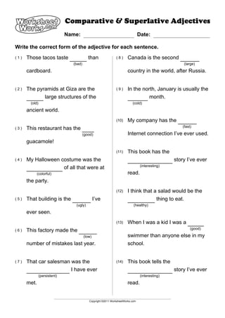 Worksheet works comparative_and_superlative_adjectives_1 | PDF