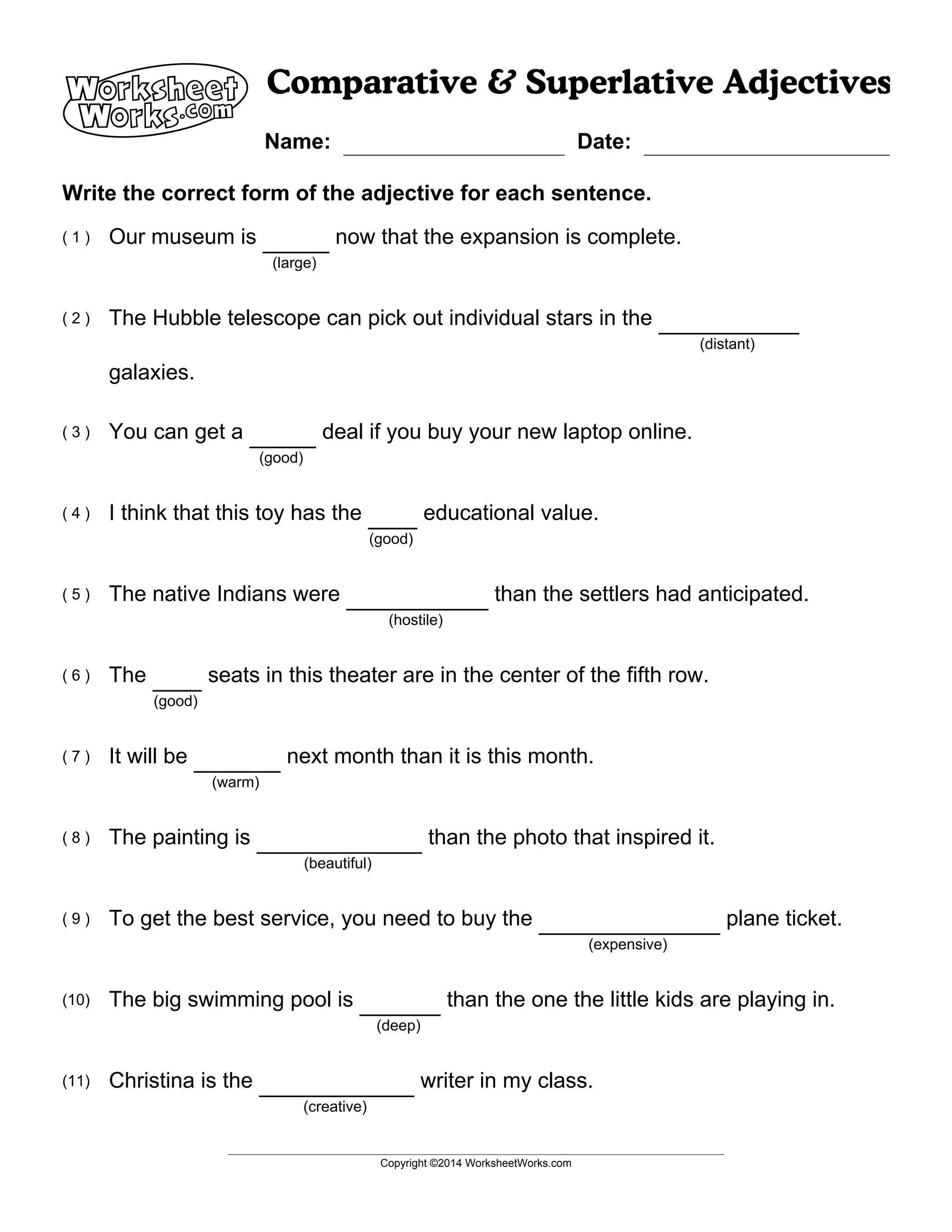 Worksheet works-comparative__superlative_adjectives_2 | PDF