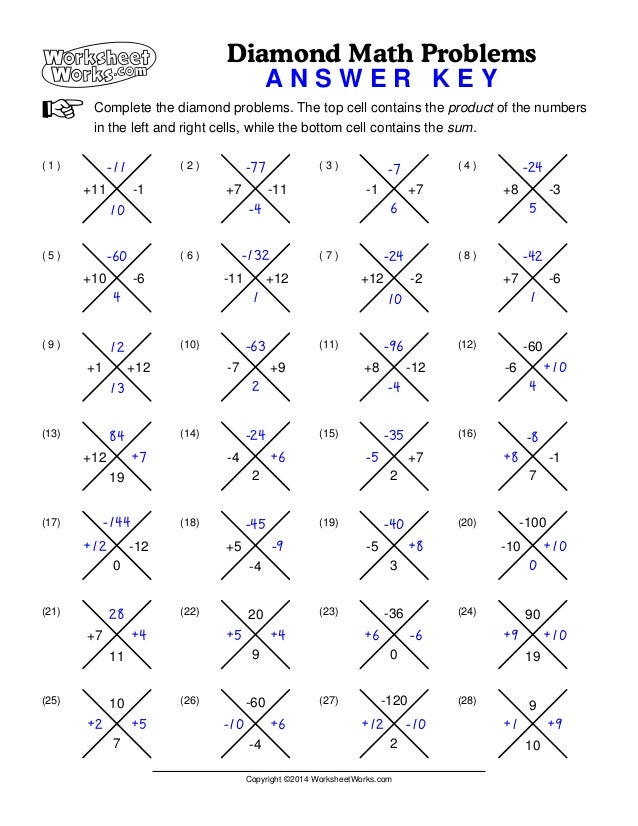 Worksheet Works Diamond math problems 1 Worksheet Works Diamond math problems 1