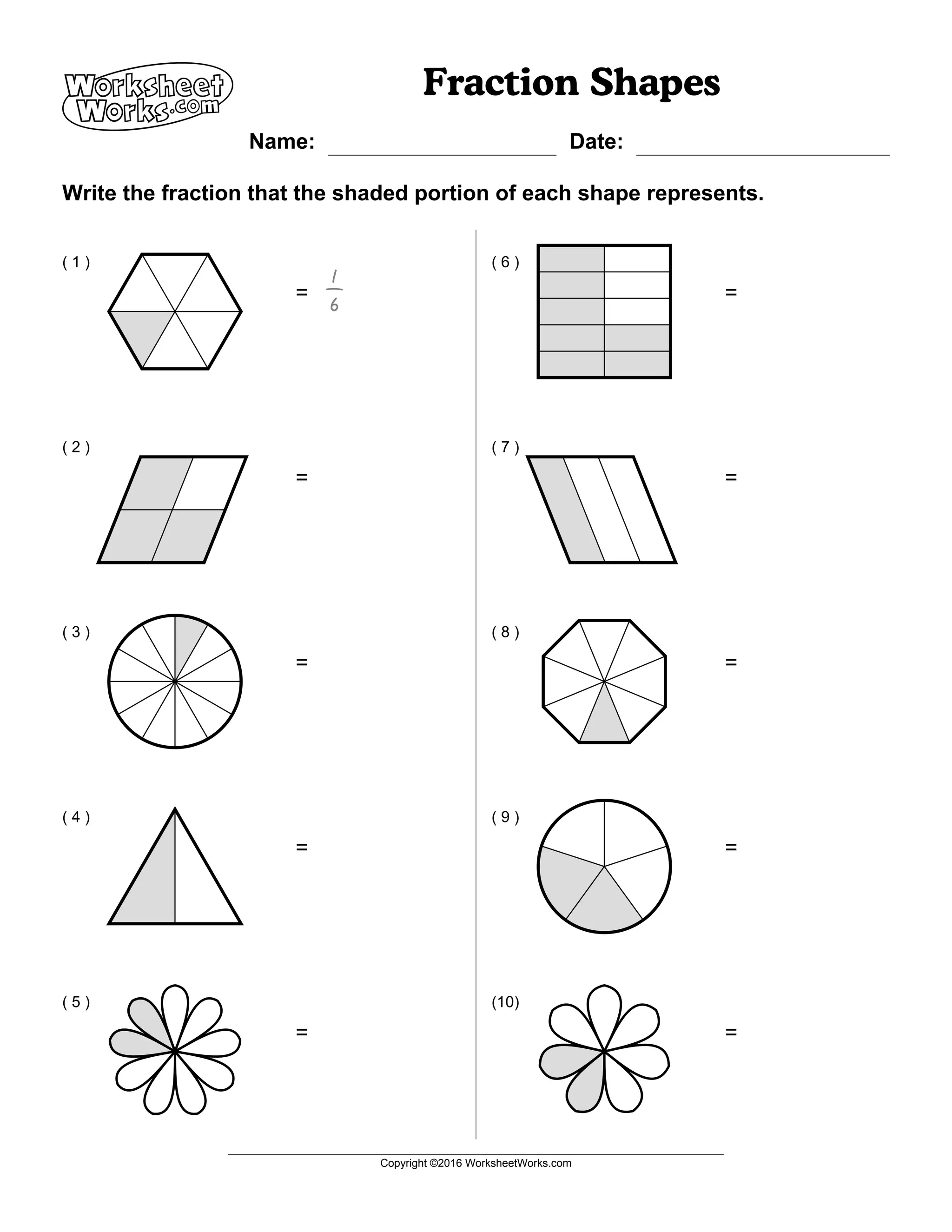 Worksheet works fraction_shapes_1 | PDF