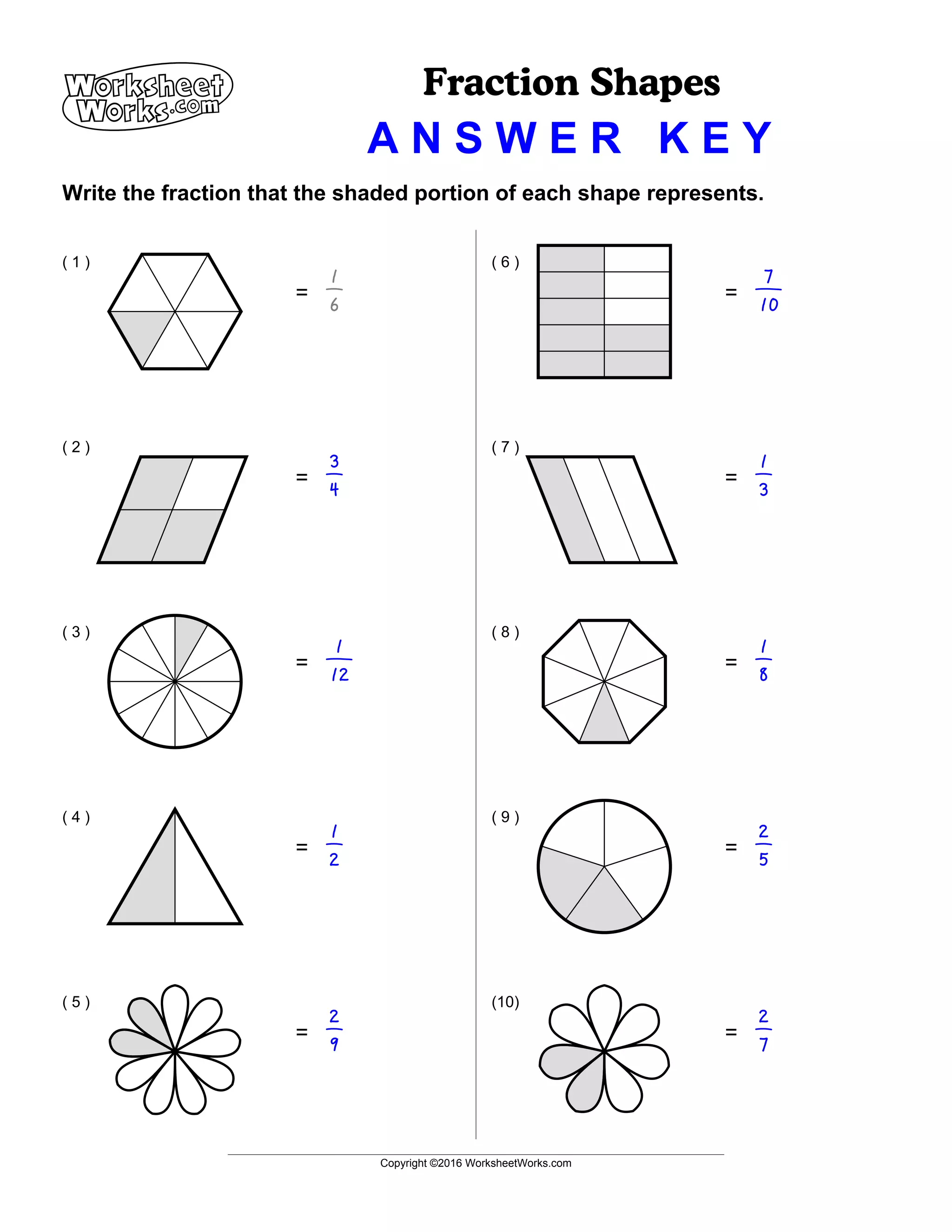 Worksheet works fraction_shapes_1 | PDF