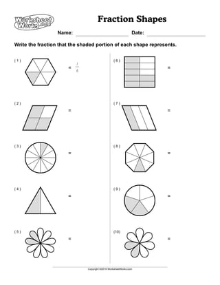 Worksheet works fraction_shapes_1 | PDF