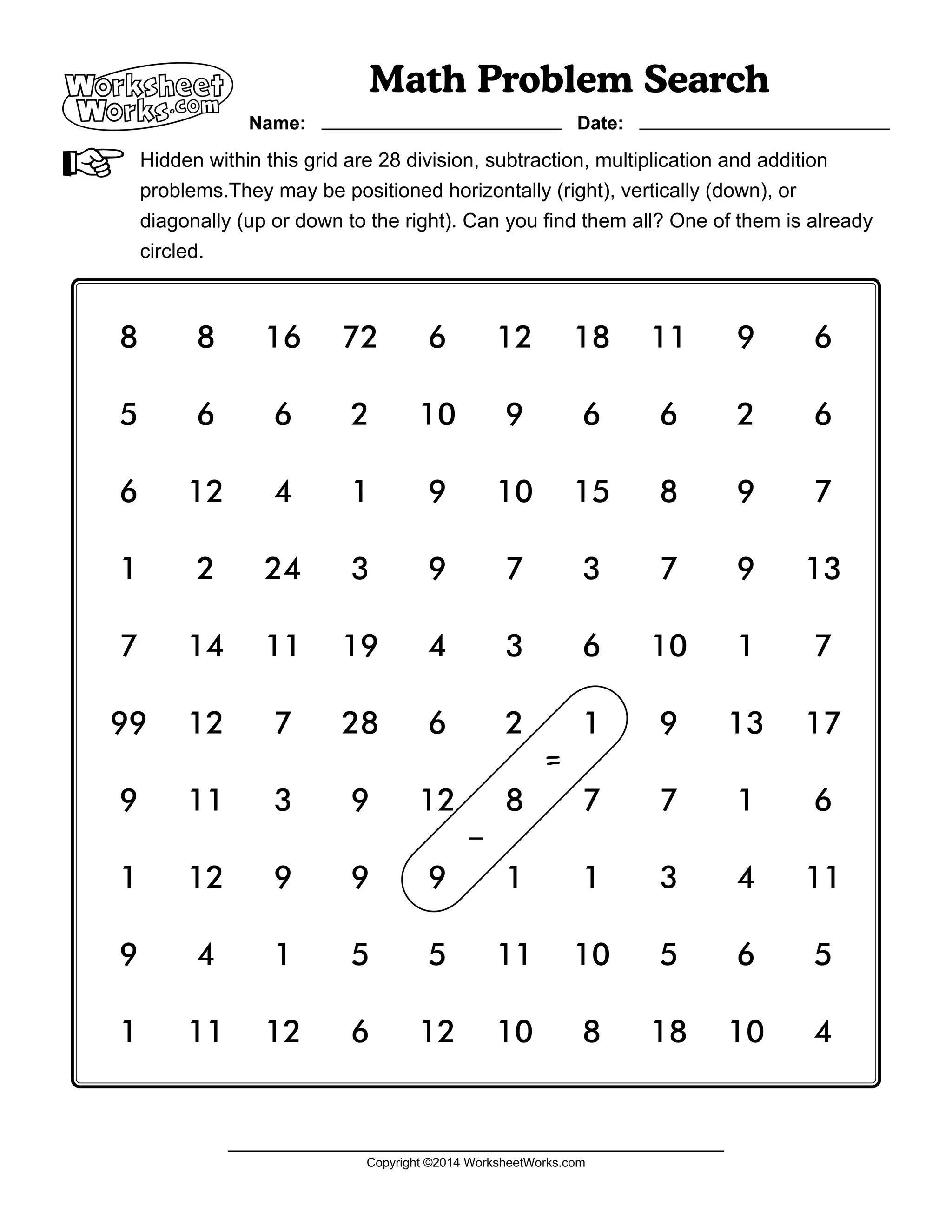 Worksheet works math_problem_search_1 | PDF