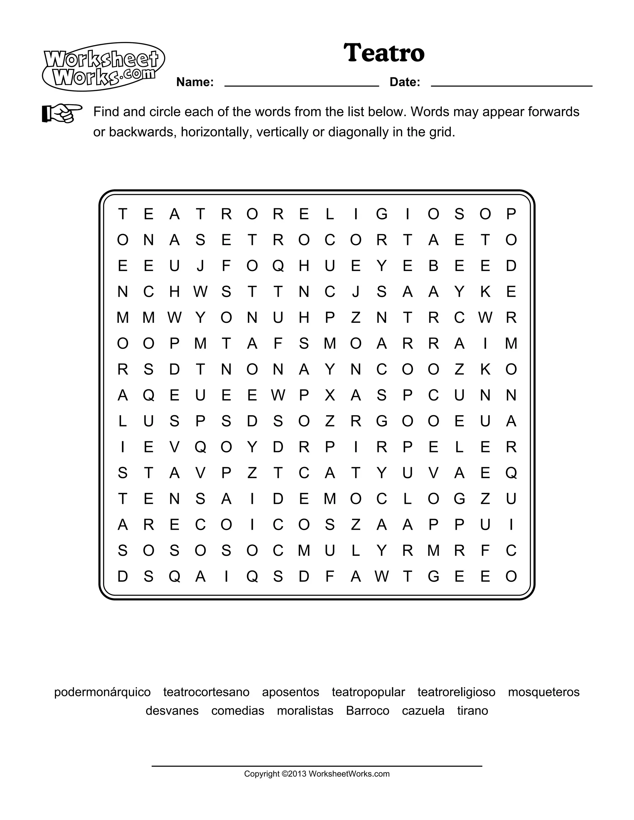 Worksheet works teatro_1(1) | PDF