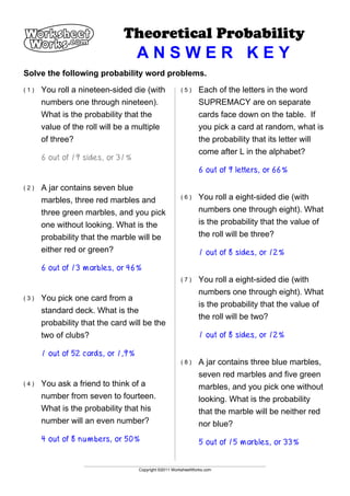 Worksheet Works Theoretical Probability 1 Pdf