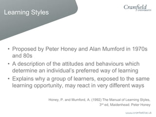 Learning style workshop | PPTX