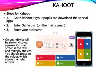 Workshop - USING THE ITOOLS FOR ENGLISH TEACHING | PPTX