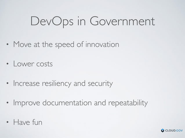 Cloud Native DevOps with cloud.gov Workshop | PPT